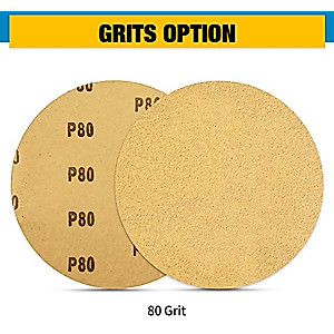 S SATC 100 PCS PSA Sanding Discs 6 Inch Adhesive Backed Sandpaper 80 Grit Sander Attachment for Drill Self Stick Aluminum Oxide Round Automotive Sandpaper with Sticky Back