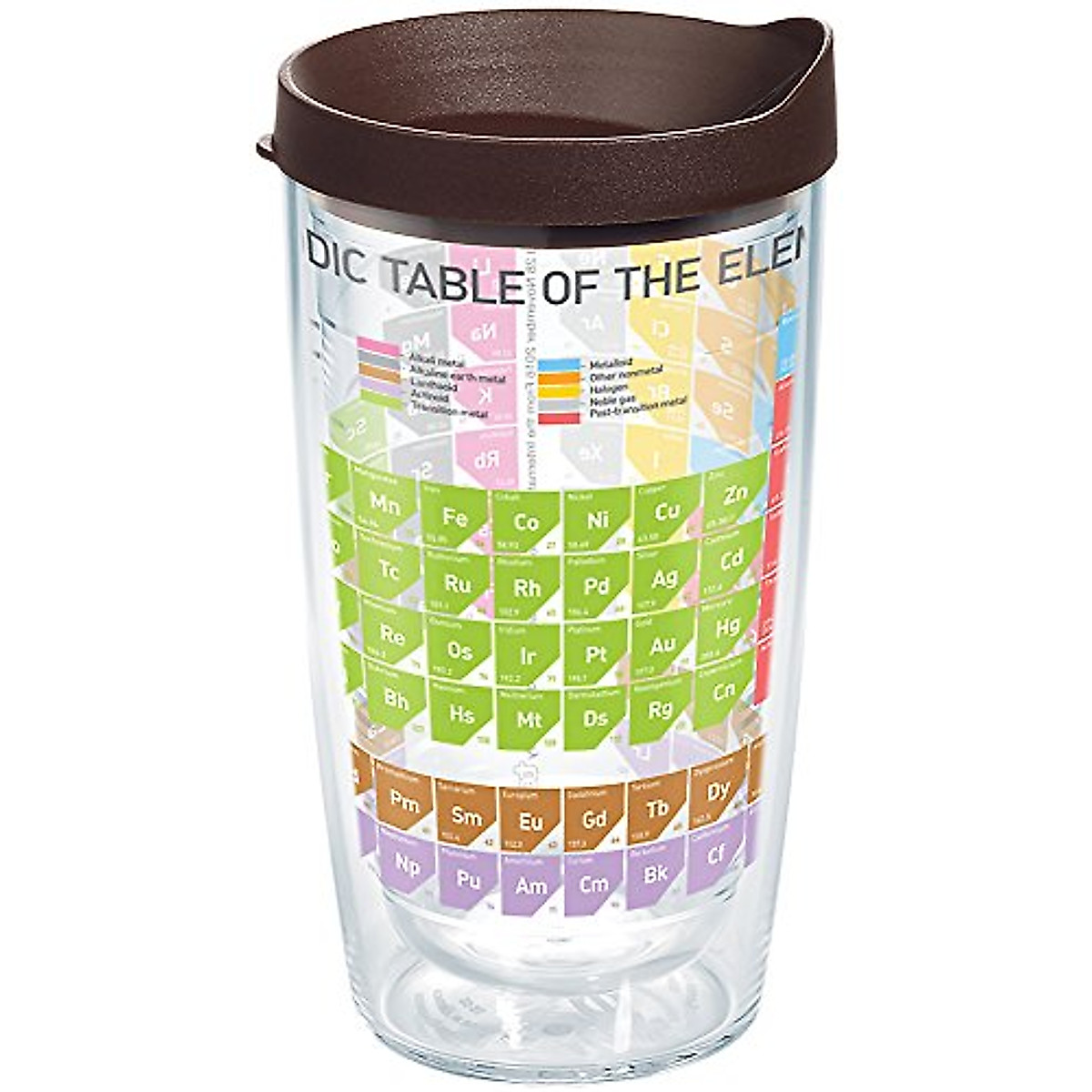 Tervis The Periodic Table of Elements Tumbler with Wrap and Brown Lid 16oz, Clear