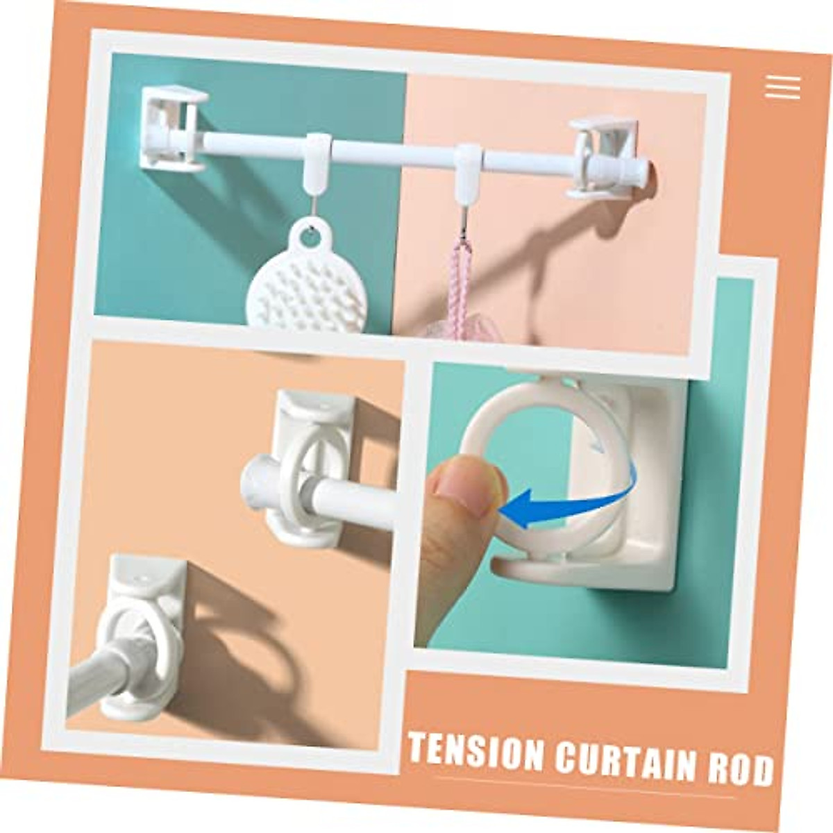 Zerodeko 4 Sets Telescopic Clothes Rail Drapery Hooks Clothes Hanger Hooks Telescoping Curtain Rod Brackets for Shelves Shower Curtain Rod Telescoping Pole Small Tension Rod Extending Pole