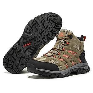 NORTIV 8 Womens Waterproof Hiking Boots Outdoor Trekking Mid Backpacking Mountaineering lightweight boots BROWN/ORANGE US 7.5 SNHB2212W