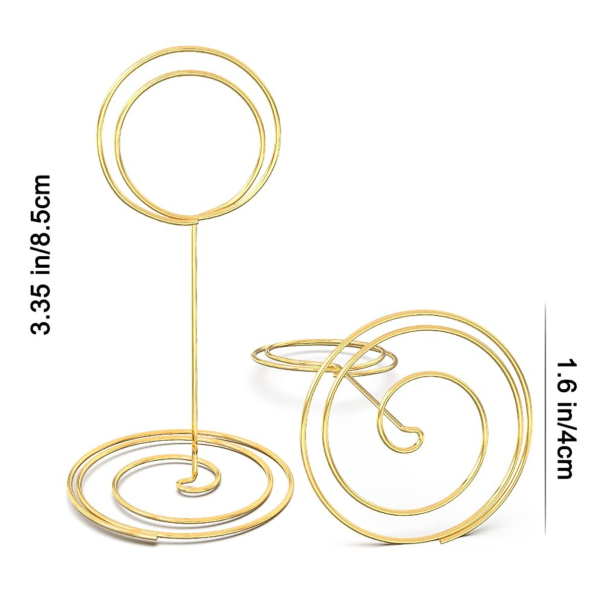 GAOHUI 20 Pack Table Number Holders - 3.35 Inch Picture Holder - Table Number Stands for Photo Memo Wedding Party Birthday Restaurant Graduation Card Stand - Food Labels for Party Buffet(Gold, 3.35")