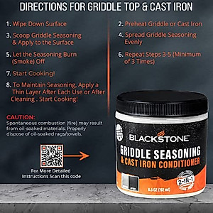 Cast Iron Seasoning wax Blackstone 2-IN-1 Griddle & Cast Iron Seasoning Conditioner 6.5 OZ– Effective Rub Formula Food Safe – Easy to Use Cleaner & Conditioner – Plus BETRULIGHT Fridge Decal – 1 Pc