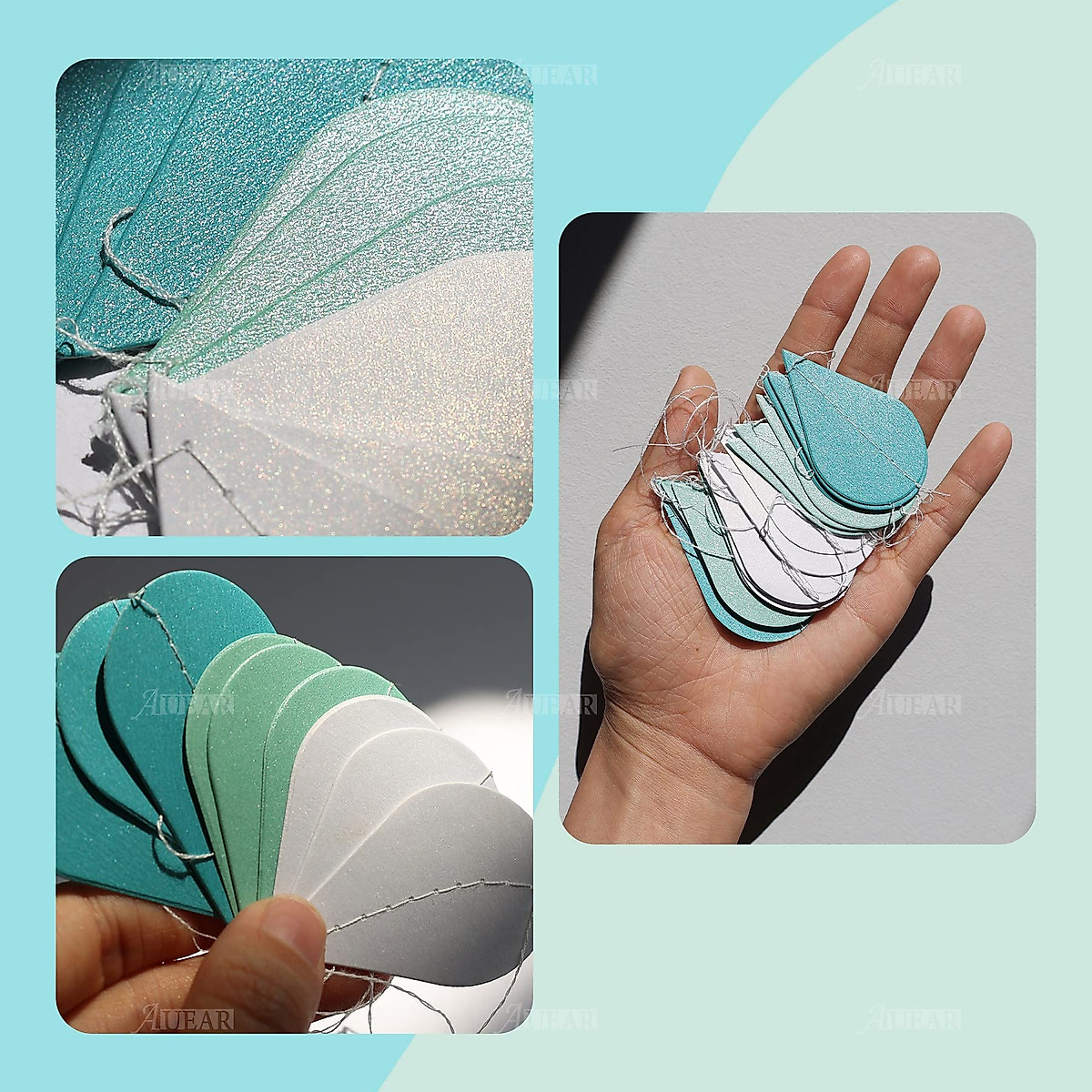 AUEAR, Raindrop Garland Blue Paper Hanging Raindrop for Decor (8 Pack)