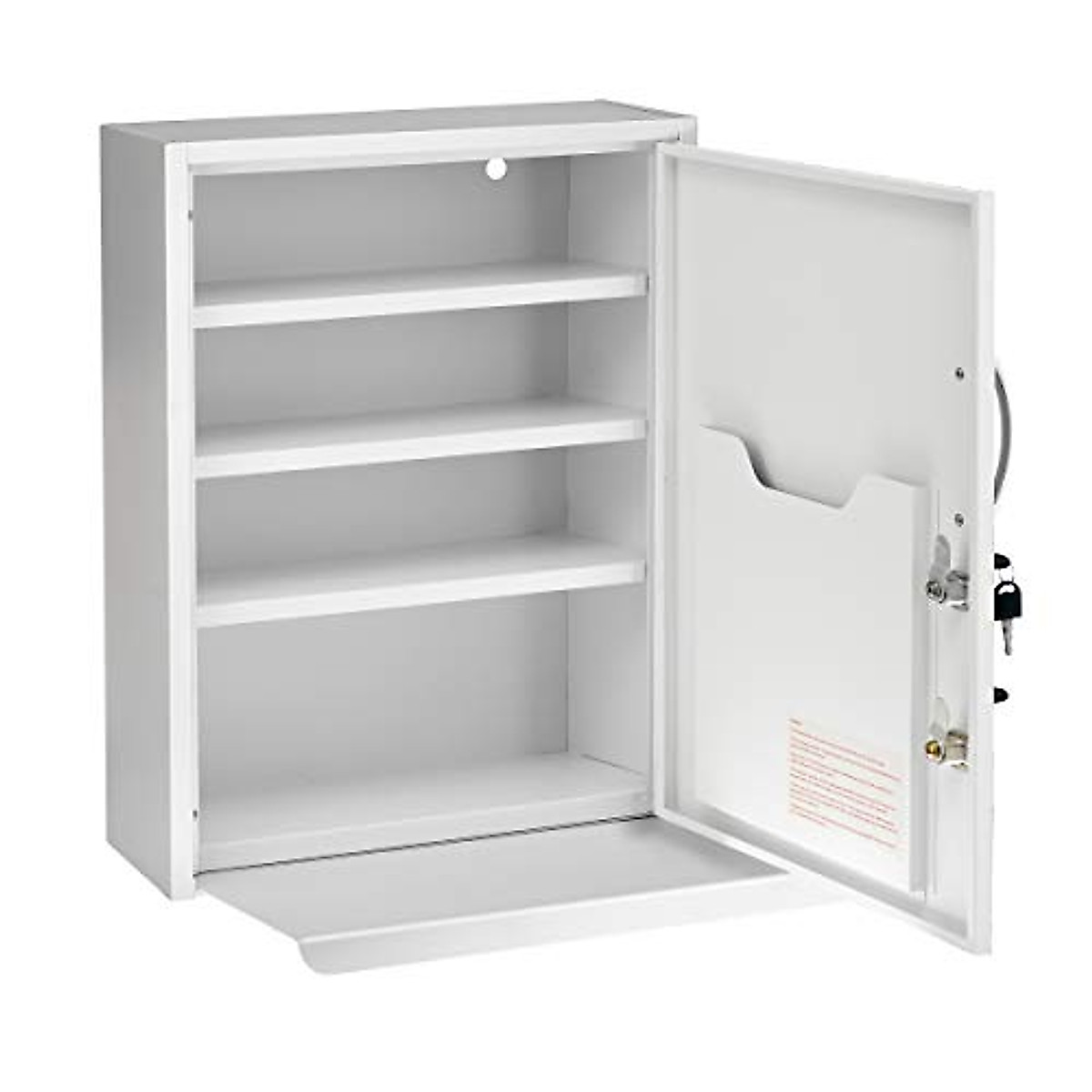 AdirMed Medicine Cabinet with Pull-Out Shelf & Document Pocket - Large Dual Lock Wall Mounted Steel Medical Organizer - Safe and Secure Storage for Medicine First Aid and Emergency Kit (White)