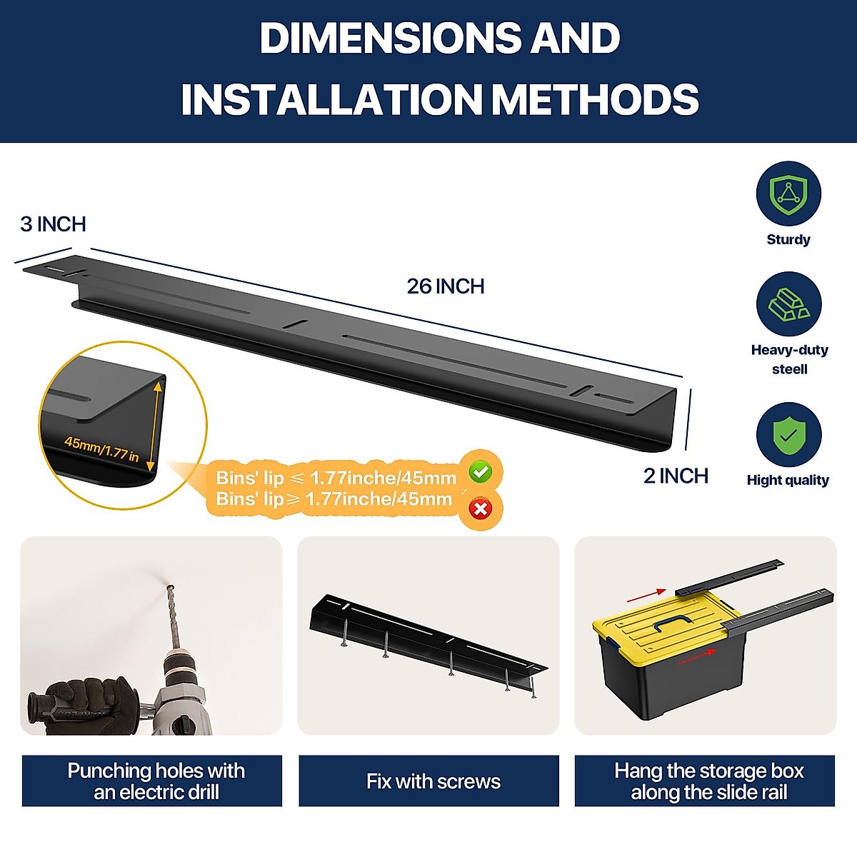 4 Bins Overhead Garage Storage Racks for Utility Bins,Heavy Duty Garage Ceiling Storage Racks,Storage Bin Ceiling Rack System,Tote Storage Rails,Storage Bin Ceiling Rack System,Great Space Saver