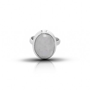 Koral Jewelry Moonstone Ring 925 Sterling Silver Vintage Tribal Gypsy Boho Look US Size 6 7 8 9 (7)
