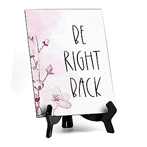 Be Right Back Table Sign with Easel, Floral Vine Design (6 x 8)