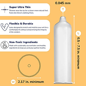 Royal Super Ultra Thin Vegan Condoms for Men – Tailored Fit Premium Lubricated - Unflavored Lubricant, Organic Latex - Odorless, Slim & Snug, Spermicide Free - Safe & Durable, Natural Feel - 10 Pack