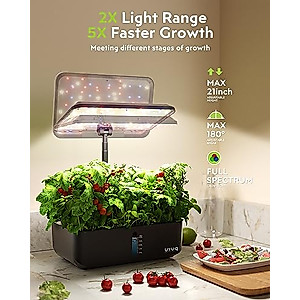 Hydroponics Growing System Indoor Garden: URUQ 12 Pods Indoor Gardening System with Remote Control LED Grow Light Height Adjustable Quiet Plants Germination Kit - Gardening Gifts for Women Black