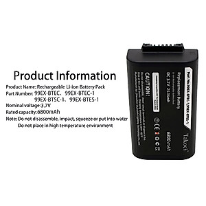 Gikysuiz Replacement Battery for Honeywell Dolphin 99EX & 99GX Series Mobile Computer fits Part Number 99EX-BTES-1 Li-ion Extended Battery 99EX-BTEC-1 Battery 3.7V/6800mAh
