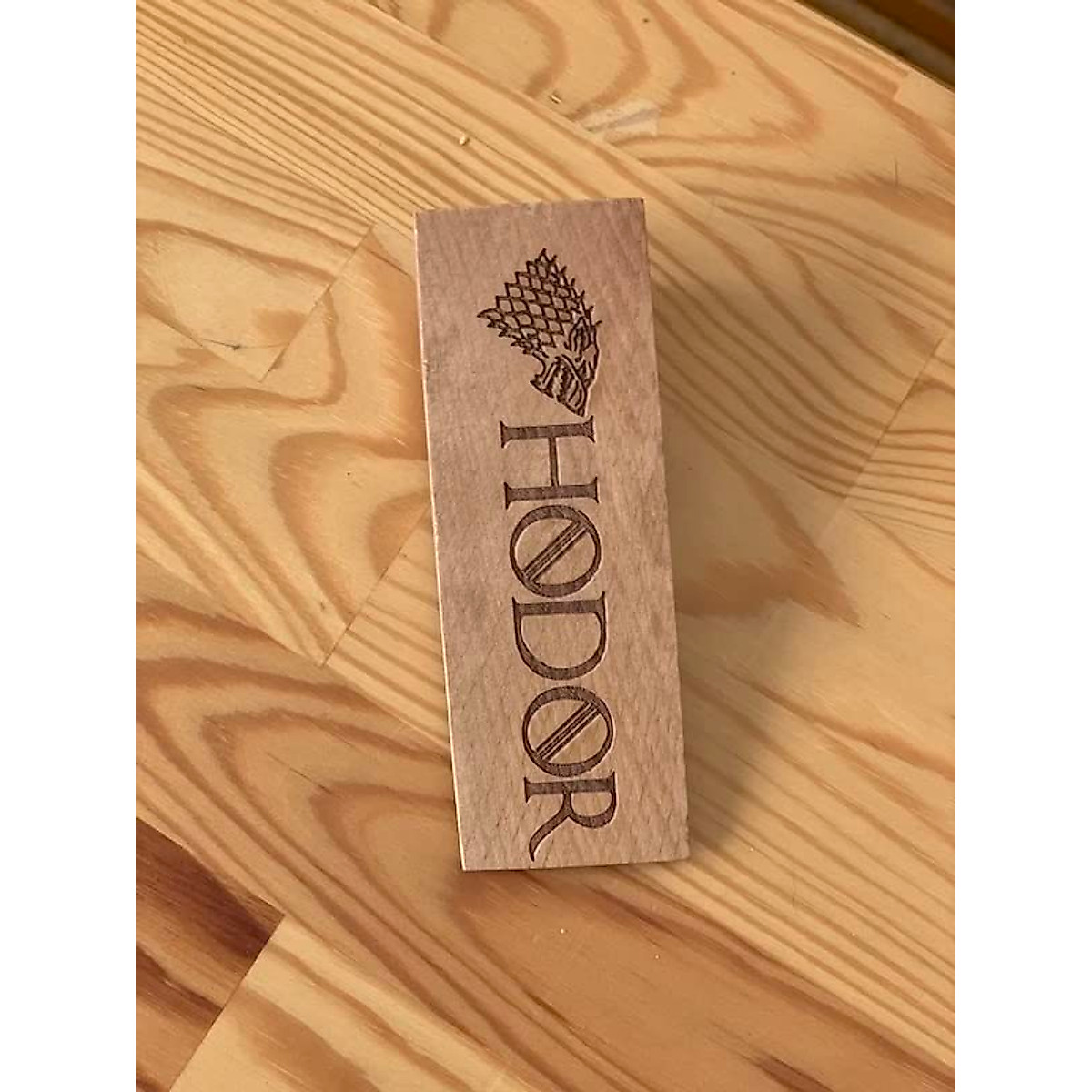 Hodor Door Stopper Natural Beech Wood Anti Slip Rubber Wedge GoT Compatible with Every Surface 2 Pack Gift Engraved Merchandise Gag