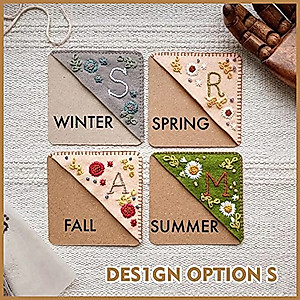 4PCS Personalized Hand Embroidered Corner Bookmark Easter Gift Cute Flower Embroidered Corner Bookmark Embroidery Book Marker Clip for Book Lovers Bookmarks for Meaningful Gift（All Seasons）