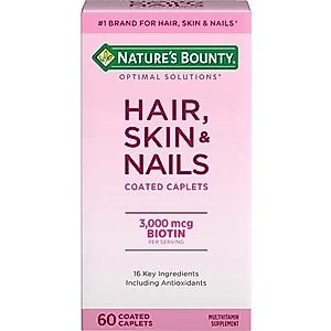 Nature's Bounty Optimal Solutions Hair, Skin & Nails Formula, 60 Coated Caplets