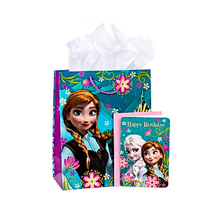 Hallmark 13" Large Frozen Gift Bag with Birthday Card and Tissue Paper (Anna and Elsa)