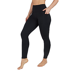 90 Degree By Reflex High Waist Fleece Lined Leggings with Side Pocket - Yoga Pants - Black with Pocket - Medium