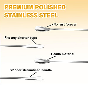 8 PCS Stainless Steel Coffee Stirring Spoon Stirrers Mixing Spoon Drink Stirrer Long Spoon Reusable Cocktail Stir Sticks Stirring Tea Spoon 7.87 Inch Bar Spoon for Stirring Coffee Cold Drink