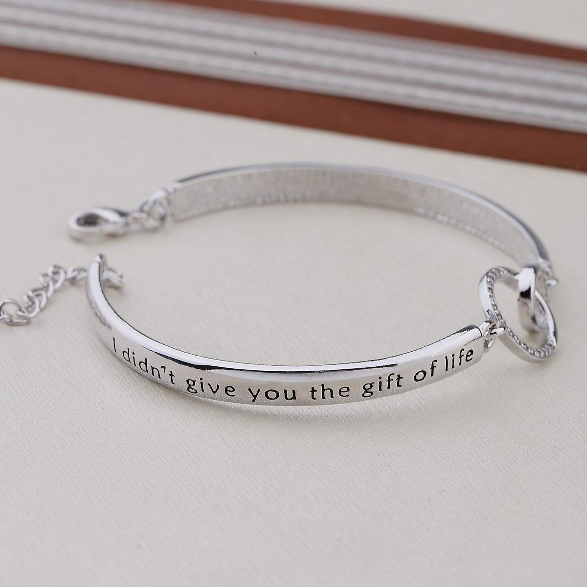 Gzrlyf Stepdaguther Bracelet Bonus Daughter Gifts for Daughter in Law Stepdaughter Wedding Gifts I Didn't Give You the Gift of Life Life Gave Me the Gift of You (White Gold)