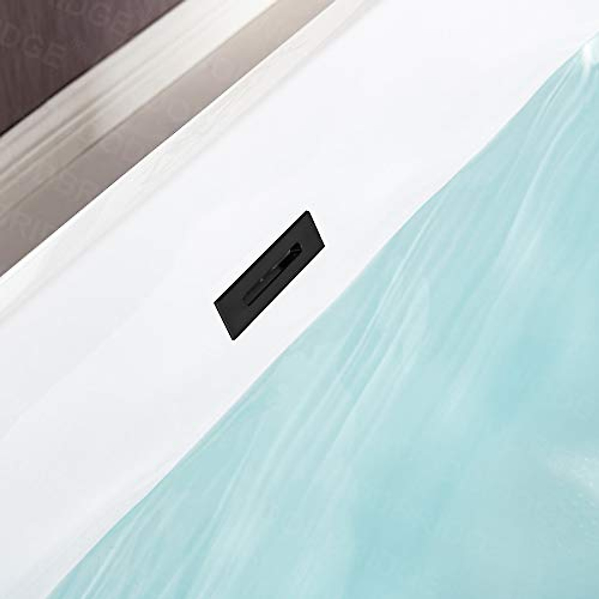 WOODBRIDGE 59" Freestanding White Acylic Soaking Bathtub with Matte Black Drain and Overflow,BTS1509-MB-Drain&O