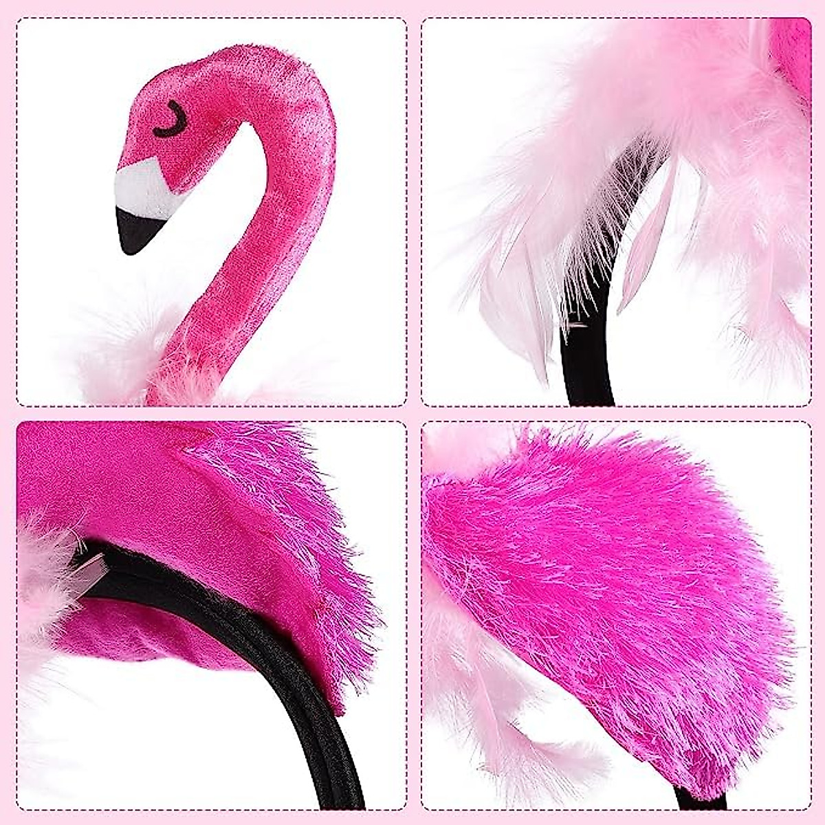Mikily‘s Flamingo Headband for Women, Feather Flamingo Costume Headband for Girls, Party Hat Headband for Adults, Pink