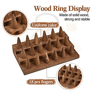Juexica Wood Ring Display 2 Pieces Ring Holder for Jewelry Wooden Ring Stand Jewelry Counter Showcase 3 Step Ring Organizer for 18 Rings Storage Selling (Brown)