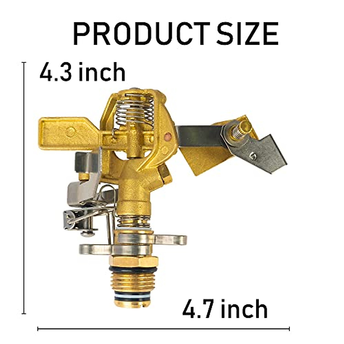 Hourleey 1/2 Inch Brass Impact Sprinkler, Heavy Duty Water Sprinkler Head, Adjustable 0-360 Degree Coverage Pattern, Watering Sprinkler for Large Area Lawn Patio Garden Irrigation (4)