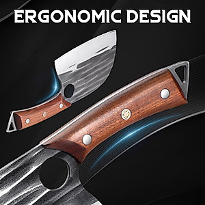 Golden Bird Serbian Meat Cleaver Knife - 6.2 Inch Serbian Knife Heavy Duty Sharp Butcher Knife for Meat Cutting, High Carbon Steel Kitchen Knife with Gift Box