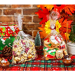 NPLUX 200Pack Cellophane Bags Small Plastic Cookie Bags Clear Treat Bags with Twist Ties for Small Gift Party Favors,Bakery,Candy,Popcorn(6×10In)