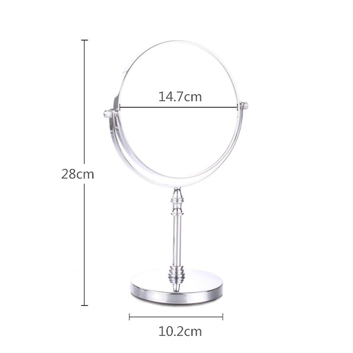 KONGZIR Bathroom Mirror Make-up Mirror Office Beauty Mirror with 3X Magnification and 360 deg; HD All-Round View; Princess Mirror Travel Portable Silver Rotation