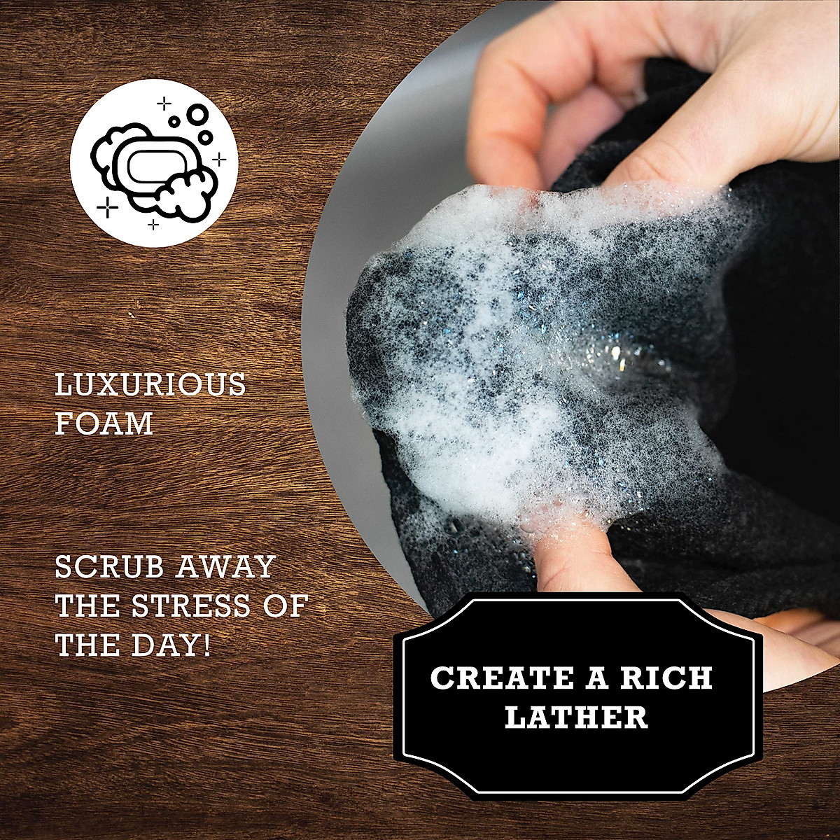 The Rustic Man Terry Wash Cloths for Face and Body, Dual-Sided Cleansing and Exfoliating Washcloths, Machine Wash, Black, 3 Count