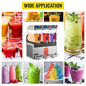 Happybuy 110V Commercial Slushy Machine 15L x 3 Tank Frozen Drink Machine 1800W Commercial Margarita Machine Stainless Steel Suitable for Supermarkets Cafes Restaurants Snack Bar