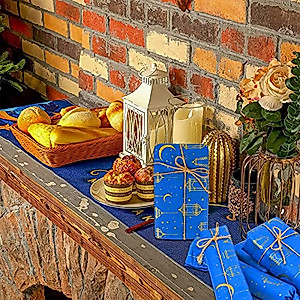 Bolsome 100 Sheets 20 * 14 Inches Eid Mubarak Tissue Wrapping Paper Blue and Gold Tissue Paper for Gift Bags for Ramadan Eid Al-fitr Gift Wrapping and DIY Crafts