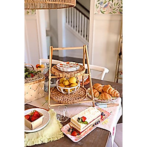 Mud Pie Hyacinth Tiered Server; 20 1/4" X 13" Dia Brown