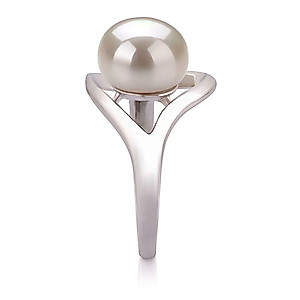 Sadie White 9-10mm AA Quality Freshwater 925 Sterling Silver Cultured Pearl Ring For Women - Size-7