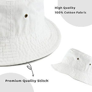 The Hat Depot 300N Unisex 100% Cotton Packable Summer Travel Bucket Hat (L/XL, White)