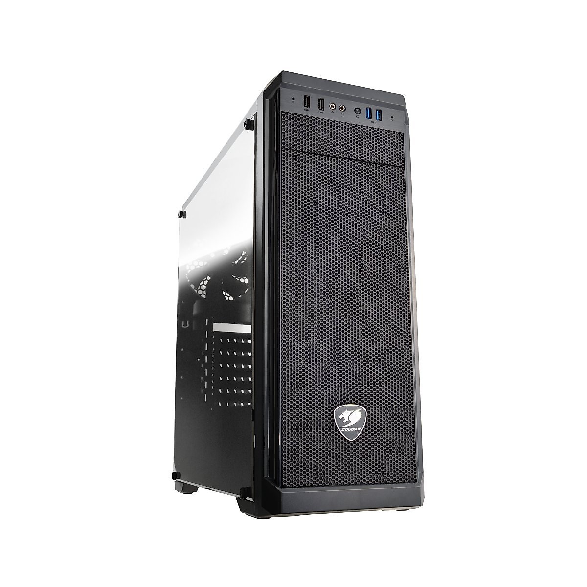 Cougar MX330-G MX330 Mid Tower Case with Full Tempered Glass Window and USB 3.0 , black