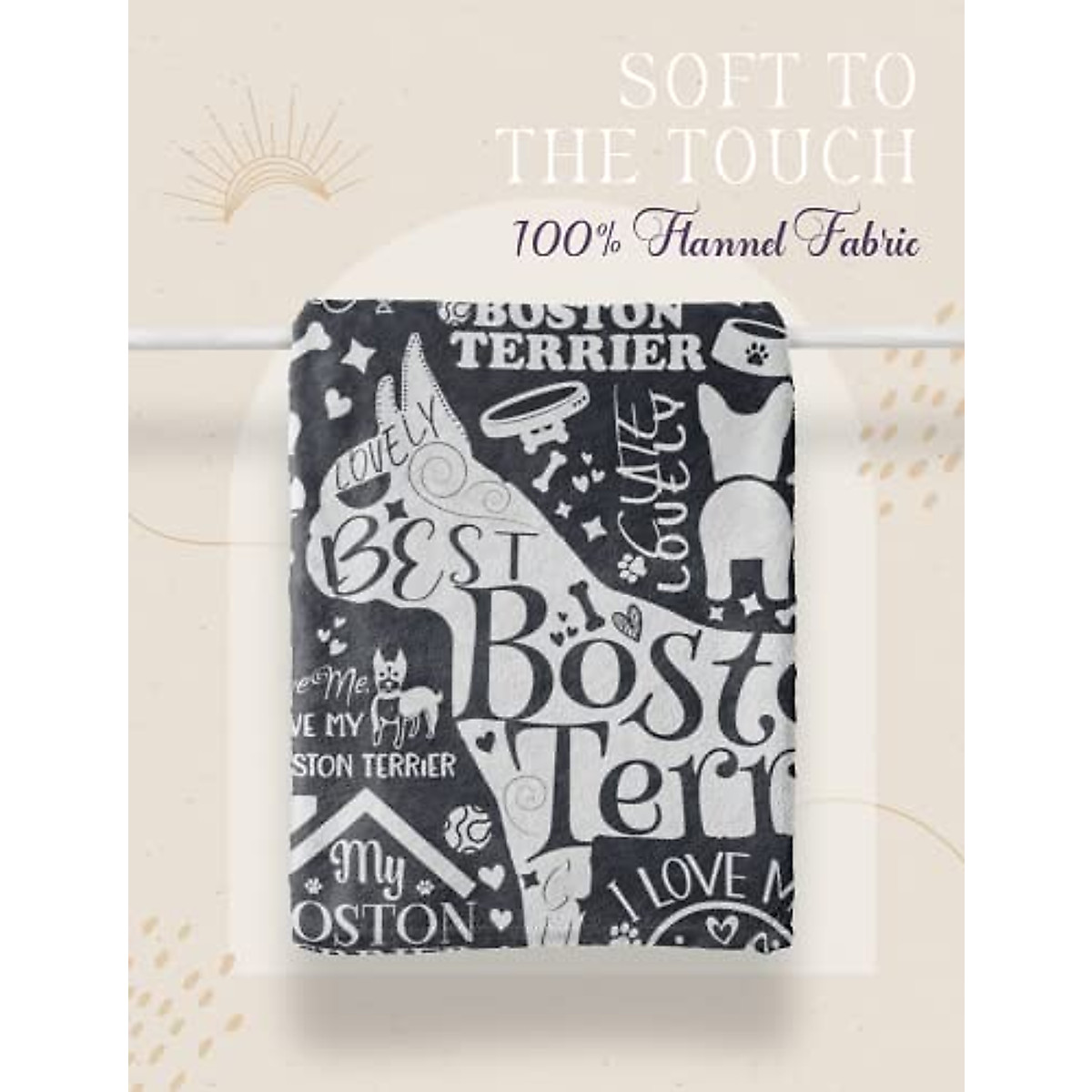 InnoBeta Boston Terrier Gifts for Women, Boston Terrier Blanket, Bed Flannel Fleece Plush Blankets (50"x 65") - Best Boston Terrier Ever