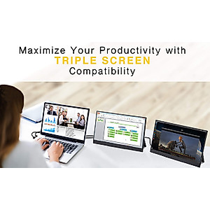 SideTrak Solo Triple 15.6” Portable Gaming Monitor for Laptops, 2 Freestanding 15.6” FHD 1080P LED Display Screens, Extending Screens for Mac, PC, & Chrome, USB-C or HDMI, Speakers & HDR Mode