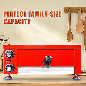 KOOTEN Indoor Electric Pizza Oven, 12" Countertop Stainless Steel Pizza Maker with Removable Crumb Tray for Restaurant Home, Red