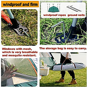 CLrkualn Camping Tent Pop Up 60 Seconds Set Up Family Dome Tent Waterproof Windproof Tent Double Layer Portable with Carry Bag for Outdoor Picnic Hiking Glamping (Green, Medium)