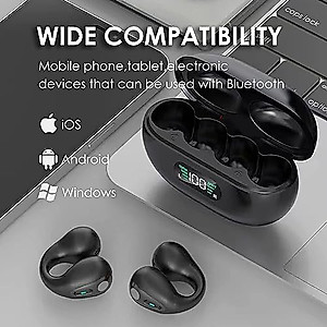 Wireless Earbuds,Wireless Open Ear Sport Headphones,Clip On Bluetooth Earbuds for Android iPhone,Air Conduction Headphones,Earring Bluetooth 5.3 Headset for Cycling,Running Workout,Running,Driving