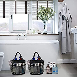 JOYISEN Mesh Shower Caddy with 8 Storage Pockets Hanging Shower Tote Bag for Home Gym Travel Dorm Bathroom Washing Bag Case with Handle