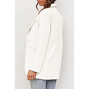 Womens Casual Blazers Long Sleeve Oversized Open Front Business Lapel Button Work Office Jackets Cream White
