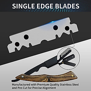 Haiwig Straight Edge Razor with 20 Single Blades Stainless Stell Men's Manual Shaver,Wooden Handle Barber Razor Cut Throat Shavette Shaving Kit 22 Piece Set