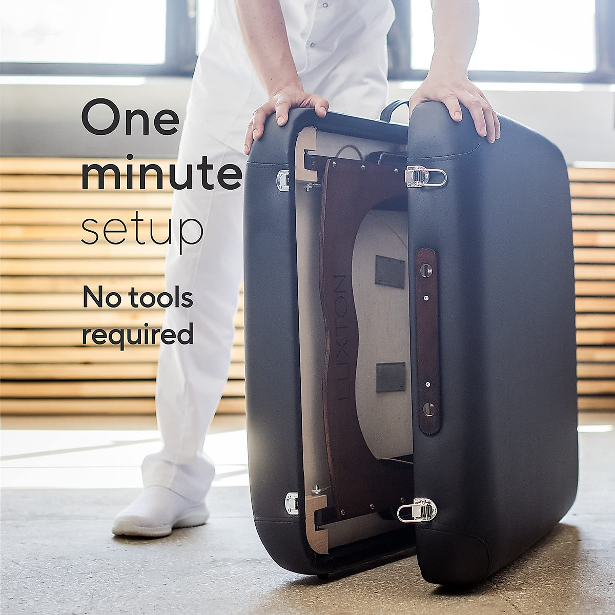 Luxton Premium Memory Foam Massage Table - Rolling Travel Case, Washable Sheets, Thicker & Wider