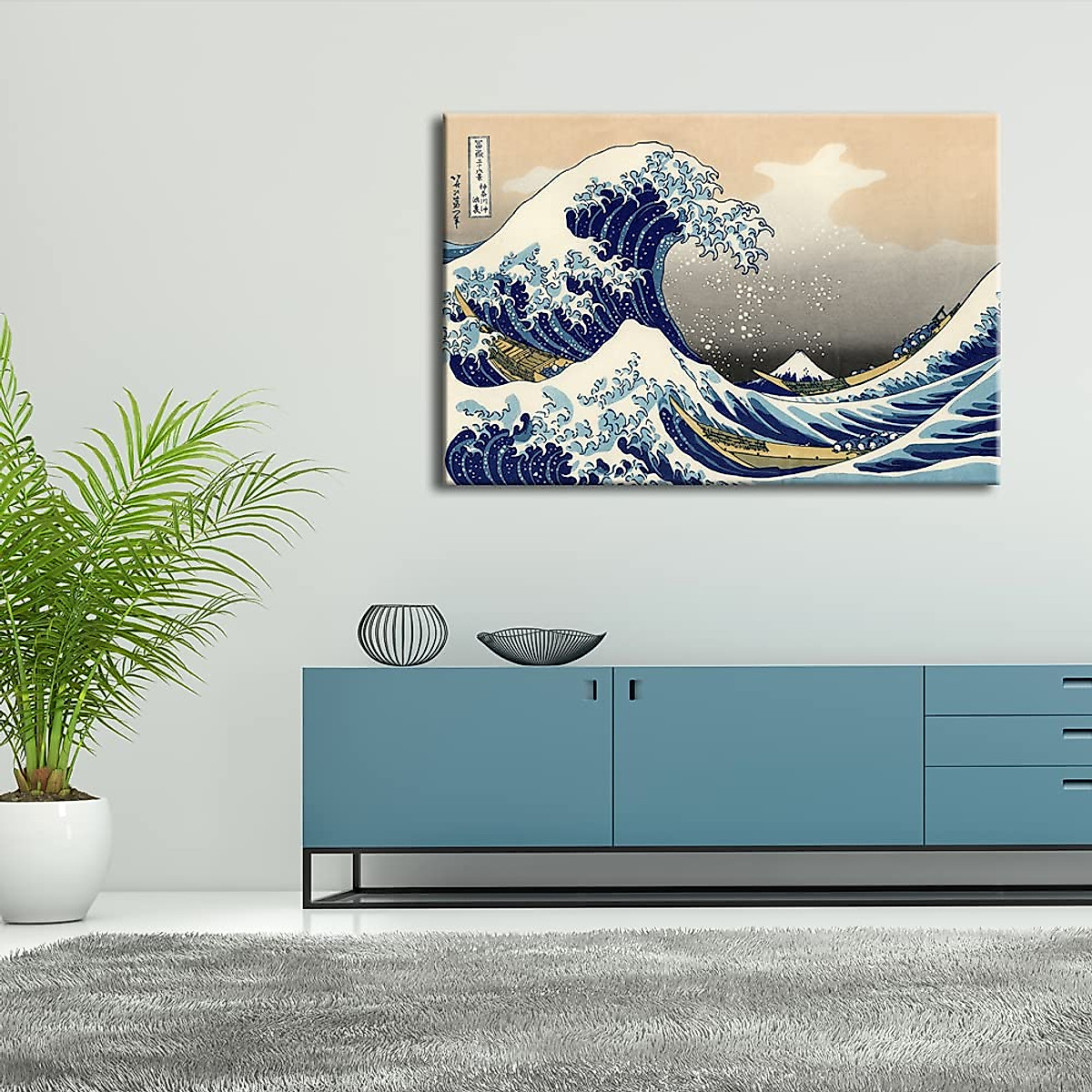 Wieco Art Great Wave of Kanagawa Katsushika Hokusai Giclee Canvas Prints Wall Art Abstract Seascape Pictures Paintings for Living Room Home Decorations Large Modern Stretched and Framed Sea Artwork
