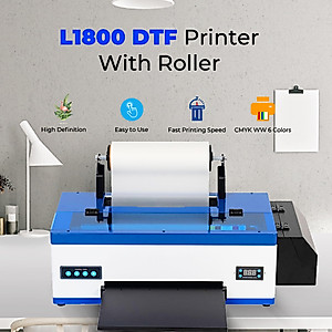 PUNEHOD DTF Transfer Printer A3 L1800 T Shirt Printer for Fabrics, Leather, Toys, Swimwear, Handicrafts, T Shirt, Pillow, Other Textile.(DTF Printer + Oven+6X 500ml Ink)