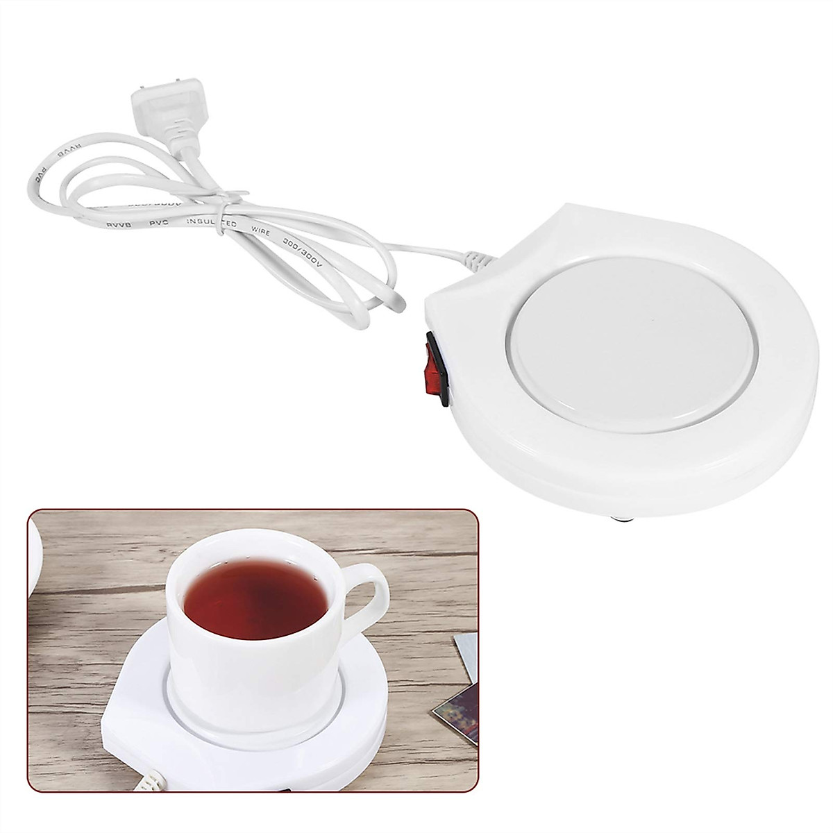 Mug Warmer Mat,White Electric Powered Cup Warmer Heater Pad Coffee Tea Milk Mug US Plug 110V