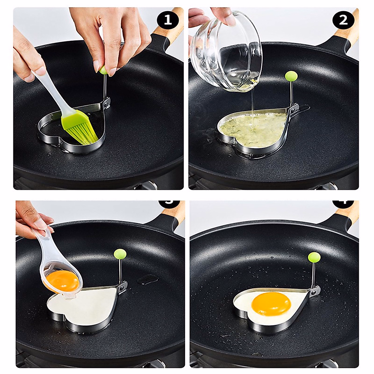 JYSFOVRLV 5Pcs Egg Ring Molds for Cooking,Stainless Steel Pancake Maker Rings for Griddle Kitchen Accessories (Style 1(5 pcs))