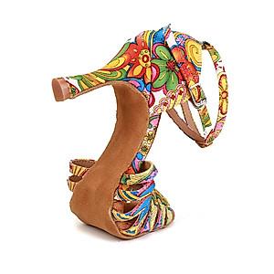 YKXLM Latin Dance Shoes For Women Ballroom Salsa Tango Professional Performance Practice Dancing Shoes,3.33" heel,Colorful,9 US