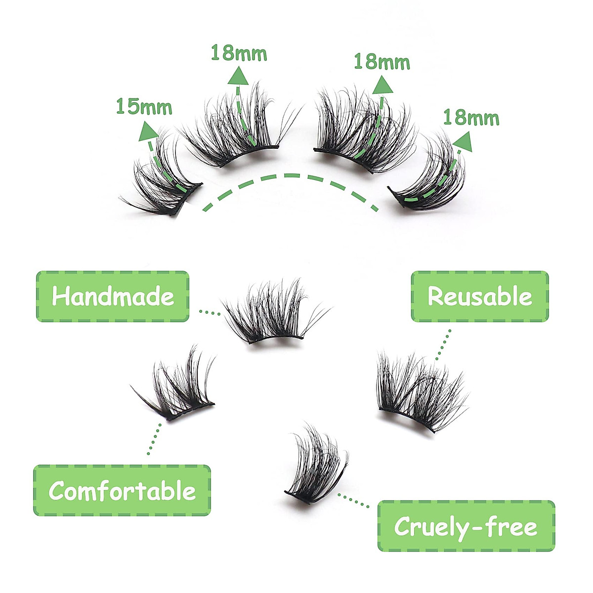 Fyonas Lash Clusters Cat Eye Lashes Lash Extension Wispy False Eyelashes 7 Pairs 3D Faux Mink Lashes Fluffy&Volume Lashes Pack | Lash Clusters 06